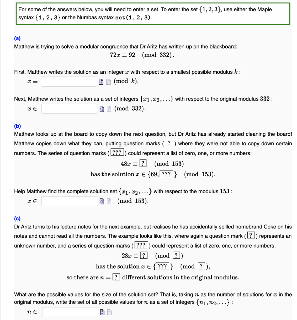 Solved For some of the answers below, you will need to enter | Chegg.com