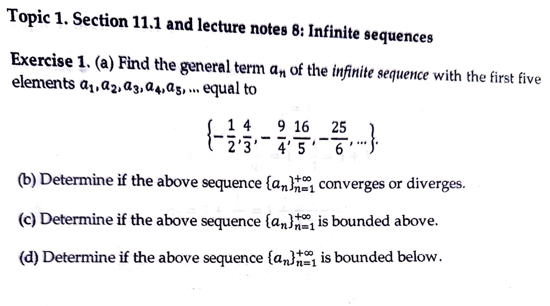 Solved Topic 1. Section 11.1 and lecture notes 8: Infinite | Chegg.com