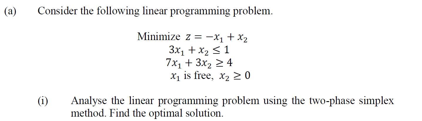 Solved Consider the following linear programming problem. | Chegg.com