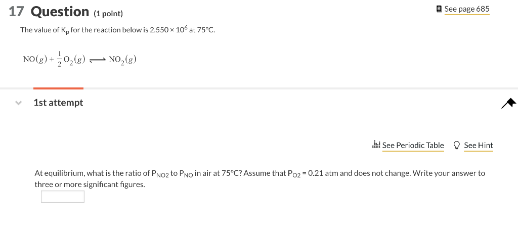 Solved See page 685 17 Question (1 point) The value of Kp | Chegg.com