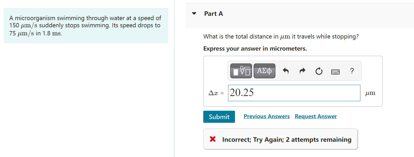 Solved A microorganism swimming through water at a speed of | Chegg.com