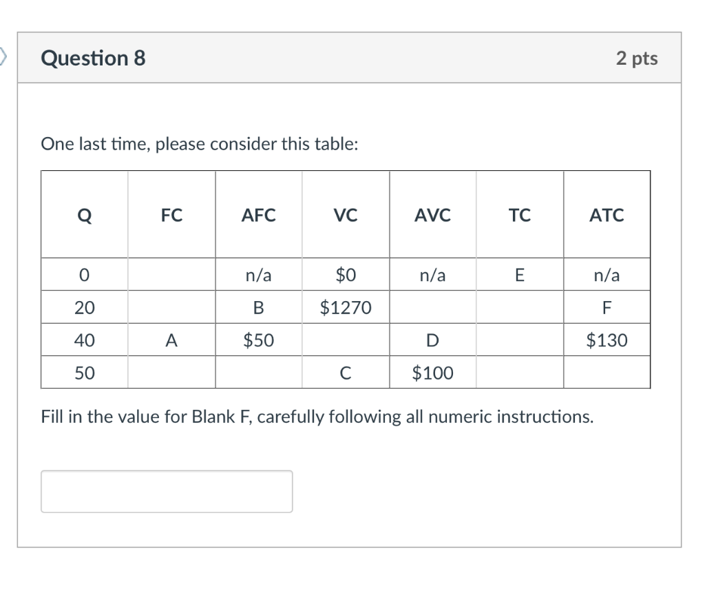 Solved For the next six questions, consider this table: Fill | Chegg.com