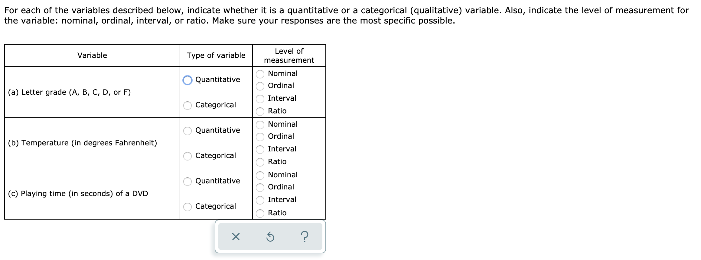 Solved For Each Of The Variables Described Below Indicate