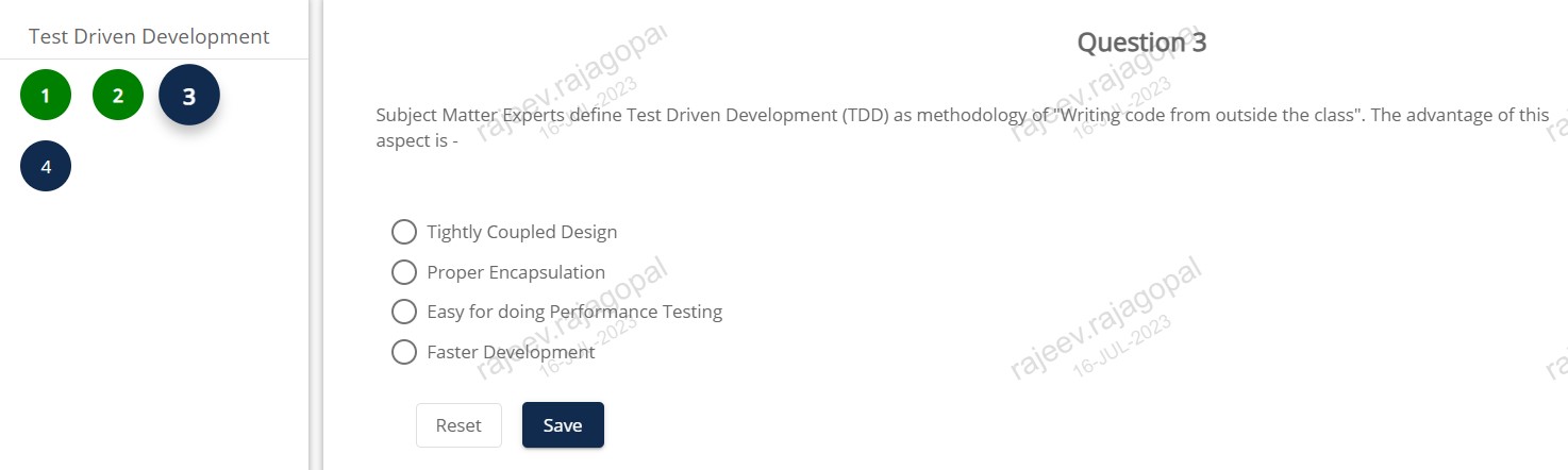 Solved Test Driven Development 1) 3 4 Tightly Coupled Design | Chegg.com