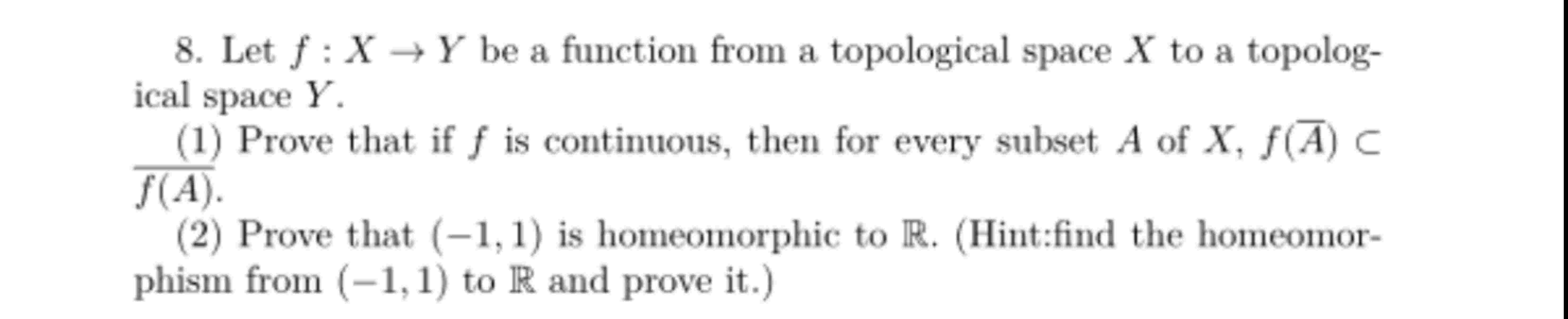 subject : topologyLet f:x→Y be ﻿a function from a | Chegg.com