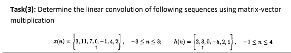 Solved Task(3): Determine the linear convolution of | Chegg.com