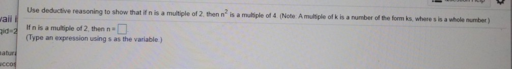 Solved Use deductive reasoning to show that if n is a | Chegg.com
