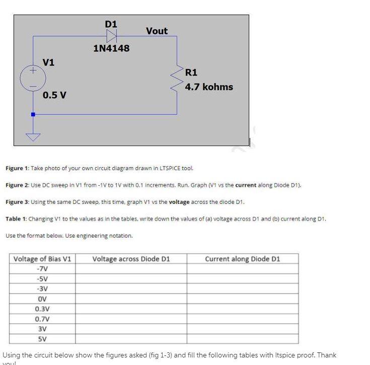 Solved Vout D1 X 1N4148 V1 + R1 4.7 kohms 0.5 V Figure 1: | Chegg.com