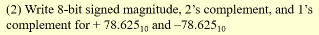 Solved (2) Write 8-bit signed magnitude, 2's complement, and | Chegg.com