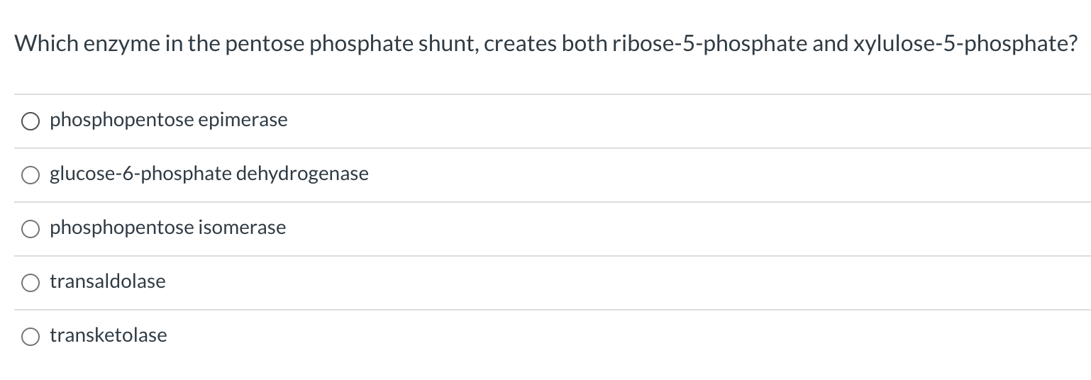 Solved Which enzyme in the pentose phosphate shunt, creates | Chegg.com