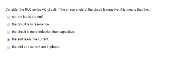 Solved Consider the RLC series AC circuit. If the phase | Chegg.com