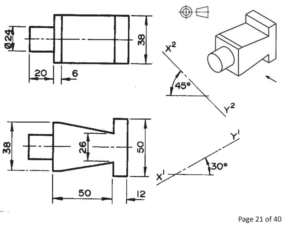 Solved The given views show a component in plan and | Chegg.com