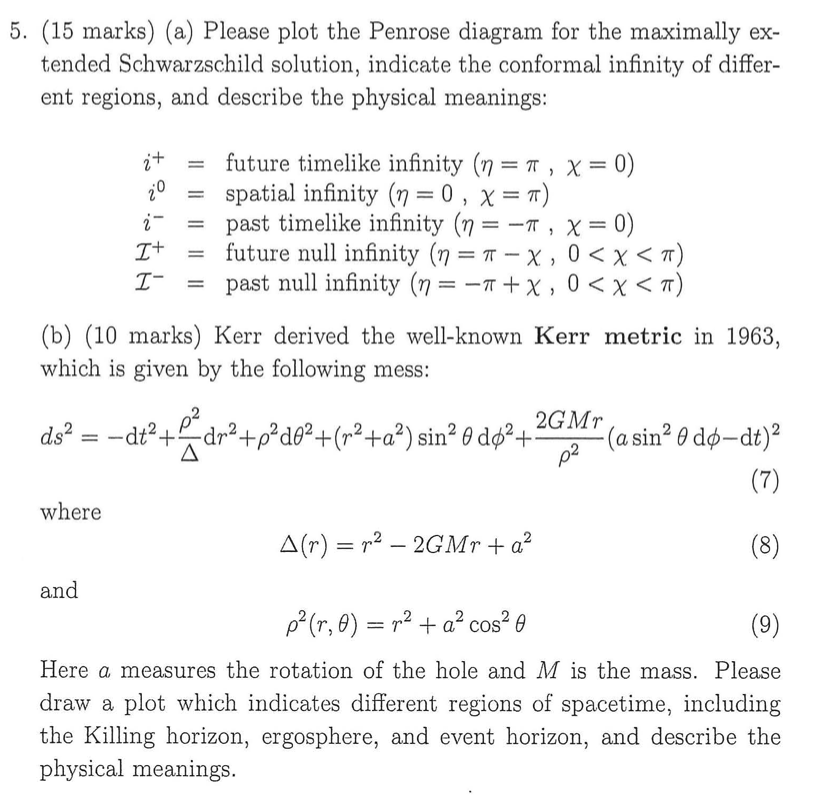 Solved This is a General Relativity question, please provide | Chegg.com