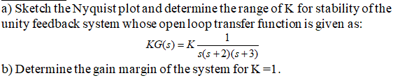 Solved a) Sketch the Nyquist plot and determine the range of | Chegg.com
