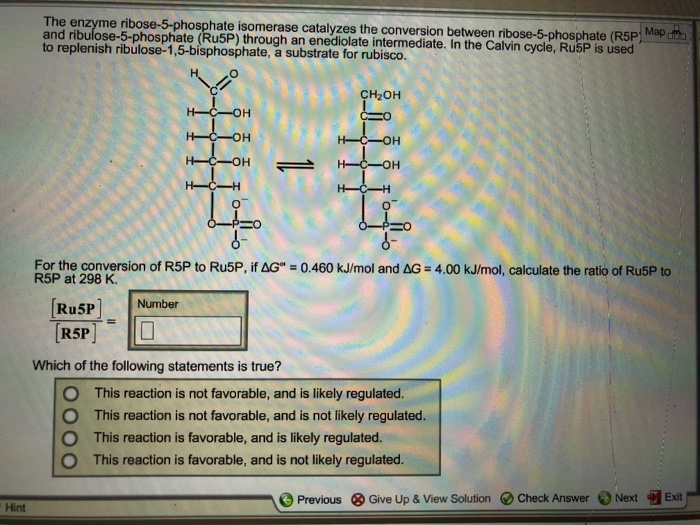 Solved The enzyme ribose-5-phosphate isomerase catalyzes the | Chegg.com