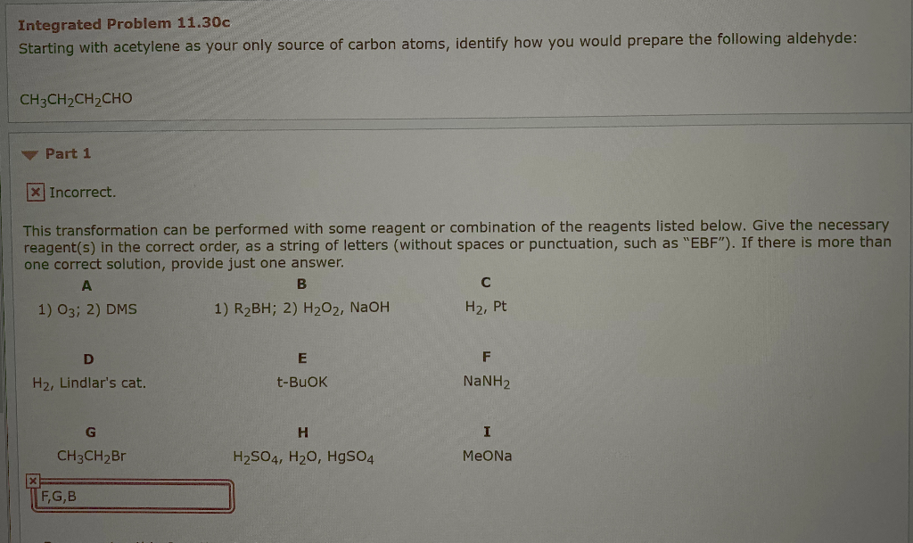 Solved Integrated Problem 11.30d Starting with acetylene as | Chegg.com