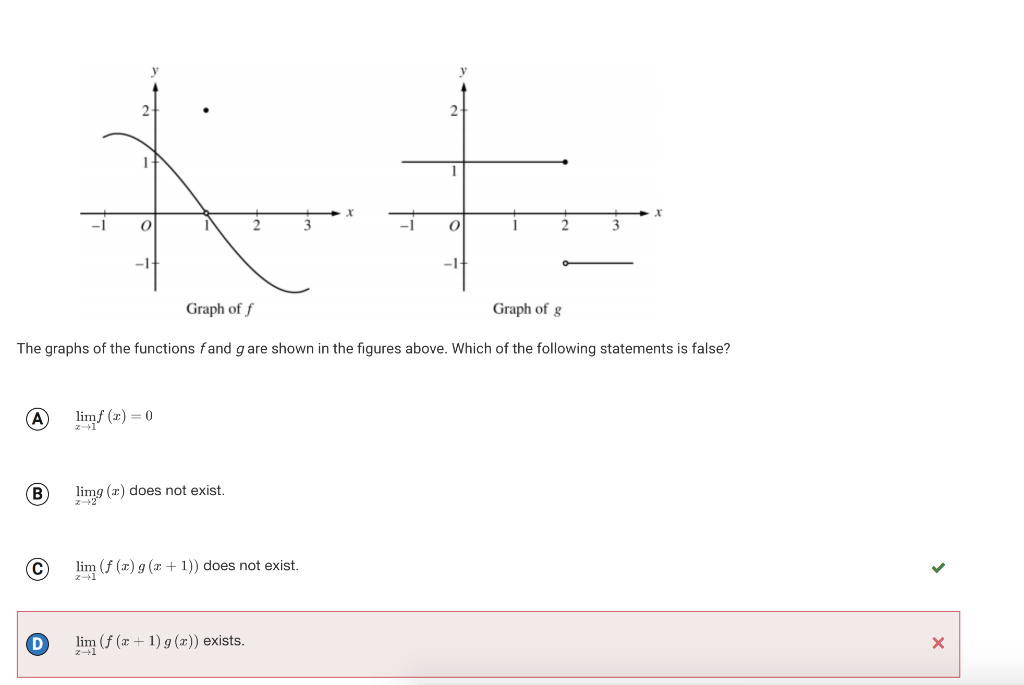 Solved 1 0 o -1 Graph off Graph of g The graphs of the | Chegg.com