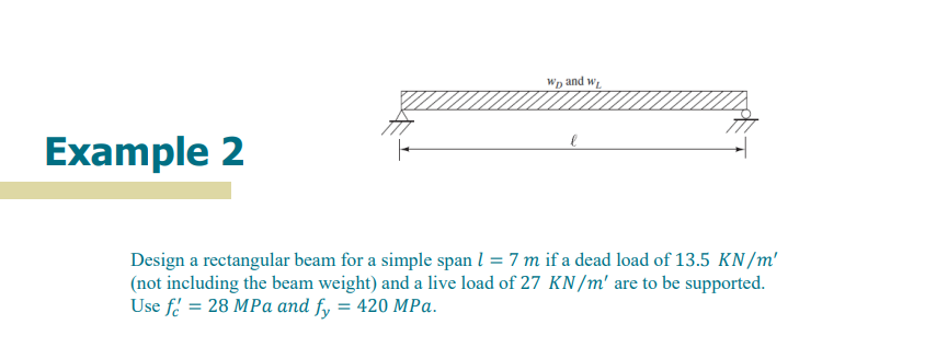 Solved W) and w Example 2 Design a rectangular beam for a | Chegg.com