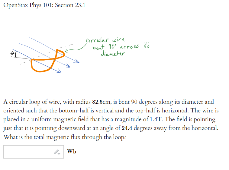 Solved OpenStax Phys 101: Section 23.1 A circular loop of | Chegg.com