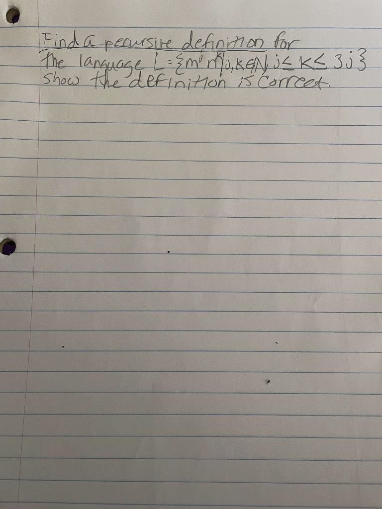 Solved Finda recursive definition for the language L = {m | Chegg.com