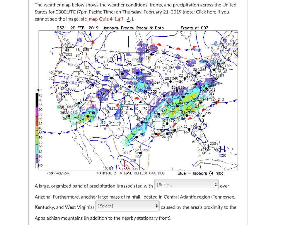 Solved The weather map below shows the weather conditions, | Chegg.com