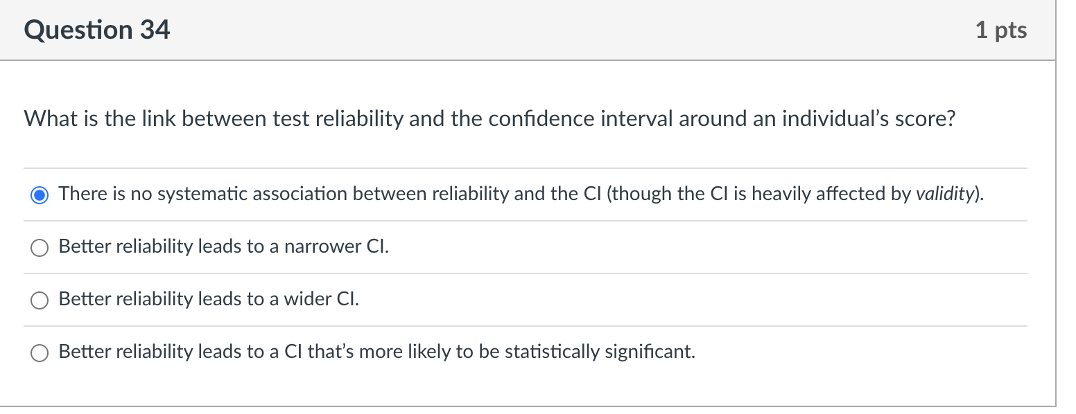 Solved What is the link between test reliability and the | Chegg.com