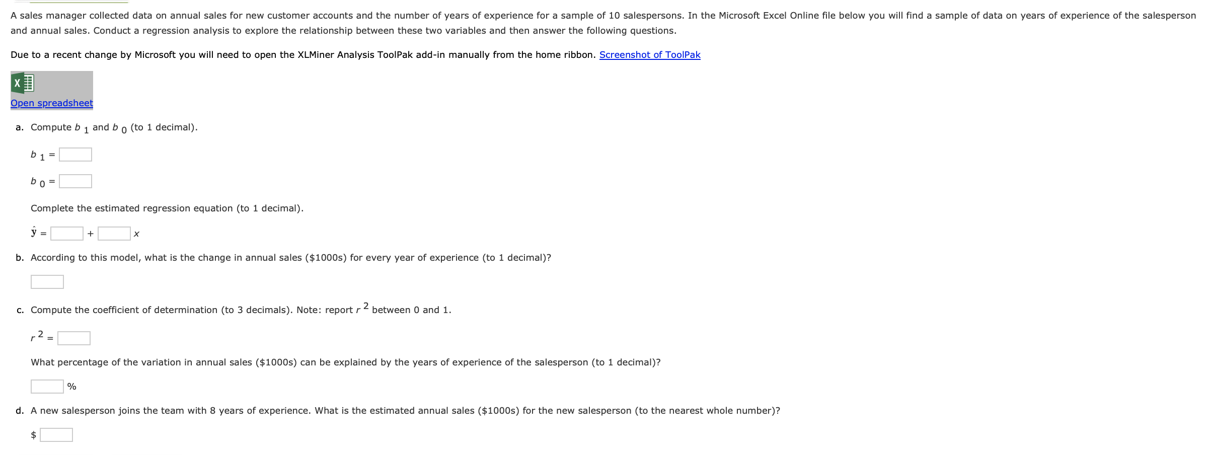 Solved and annual sales. Conduct a regression analysis to | Chegg.com