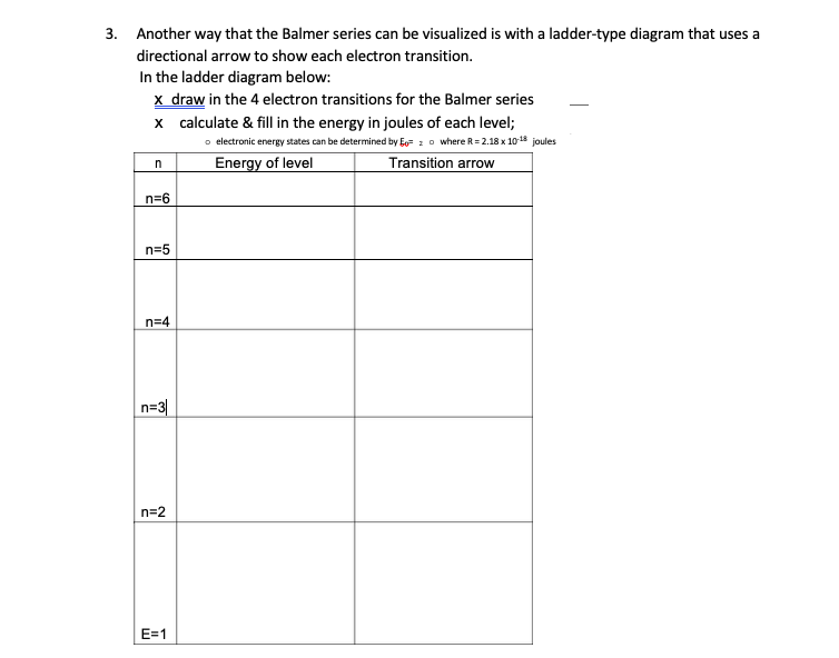 Solved 3. Another way that the Balmer series can be | Chegg.com
