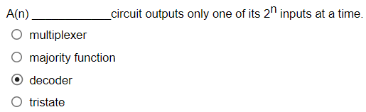 Solved A(n). circuit outputs only one of its 2n inputs at a | Chegg.com