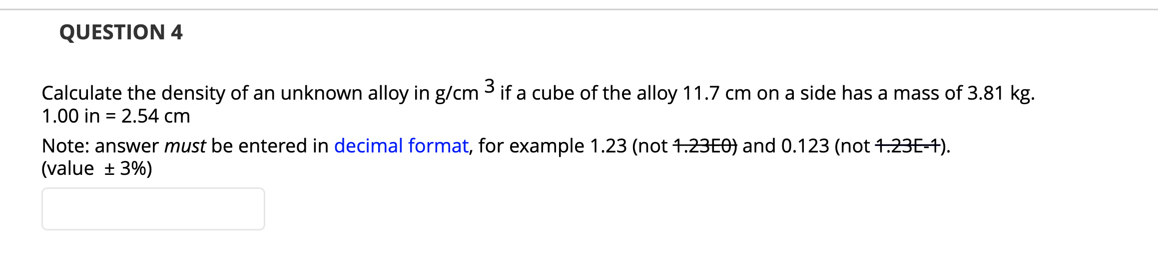 Solved Calculate the density of an unknown alloy in g/cm3 if | Chegg.com
