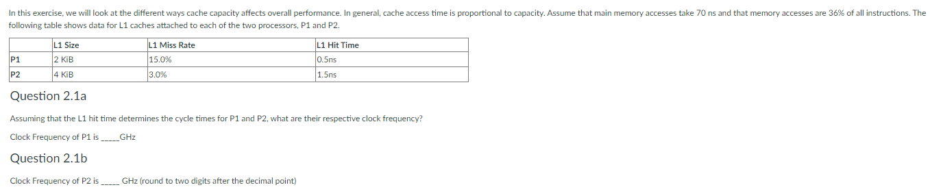 Solved following table shows data for L1 caches attached to | Chegg.com
