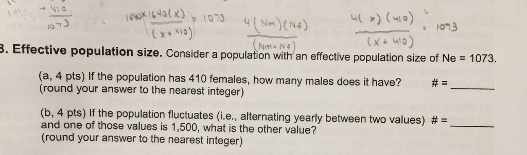 Solved 1013 3. Effective population size. Consider a | Chegg.com