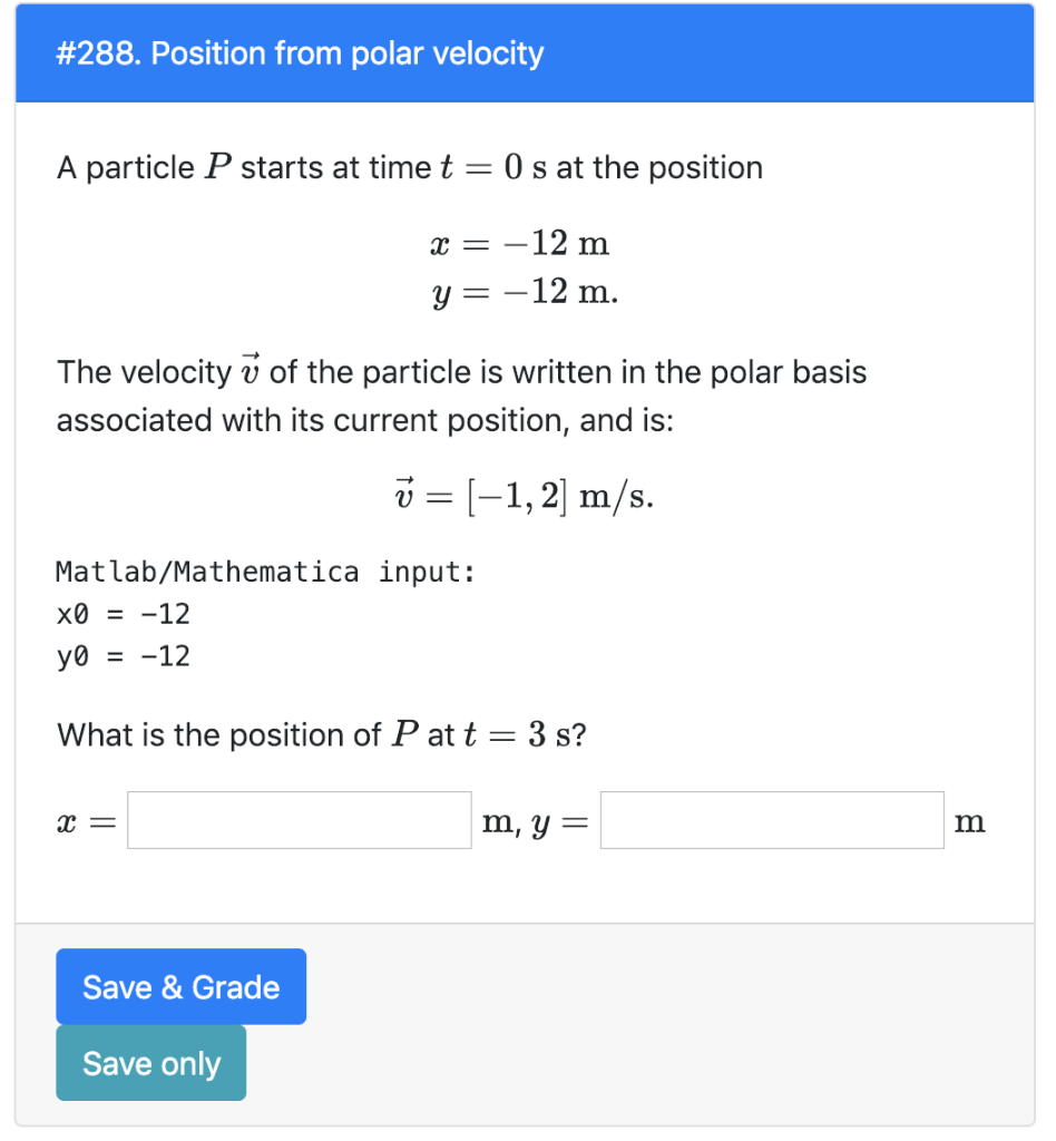 Solved #288. Position from polar velocity A particle P | Chegg.com