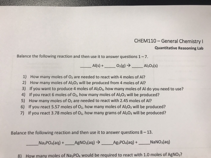 Solved CHEM110- General Chemistry I Quantitative Reasoning | Chegg.com