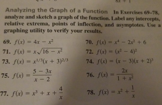 Solved Analyzing the Graph of a Function In Exercises 69-78, | Chegg.com