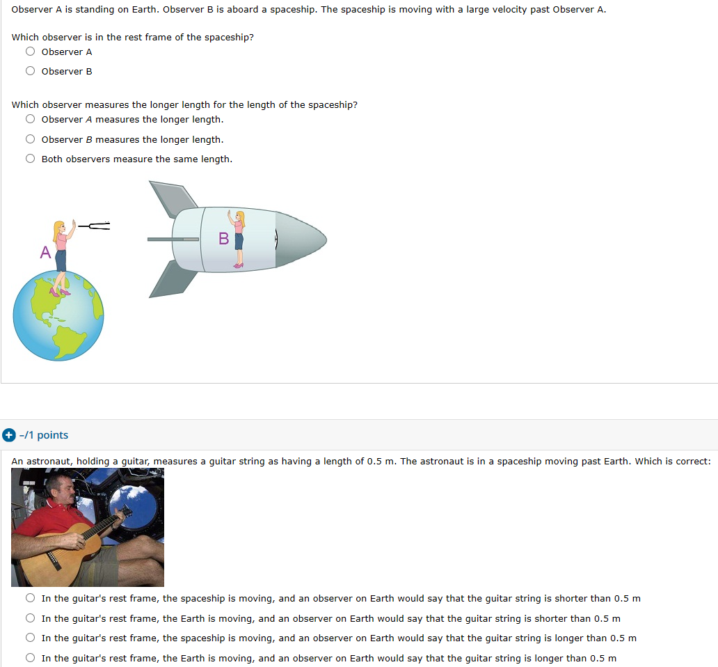 Solved Observer A is standing on Earth. Observer B is aboard | Chegg.com
