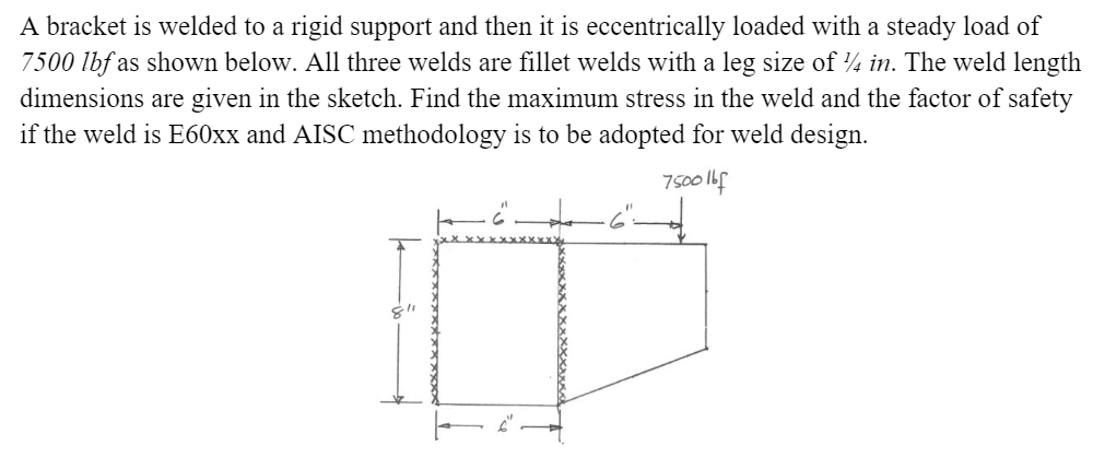 Solved A bracket is welded to a rigid support and then it is | Chegg.com