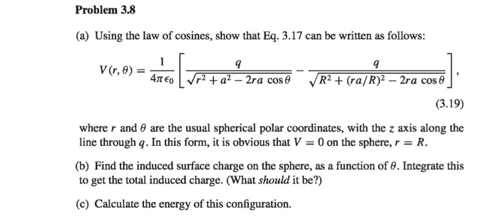 Solved Problem 3.8 (a) Using the law of cosines, show that | Chegg.com