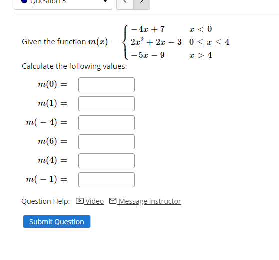 Solved Question 1 Evaluating Piecewise Functions Given | Chegg.com