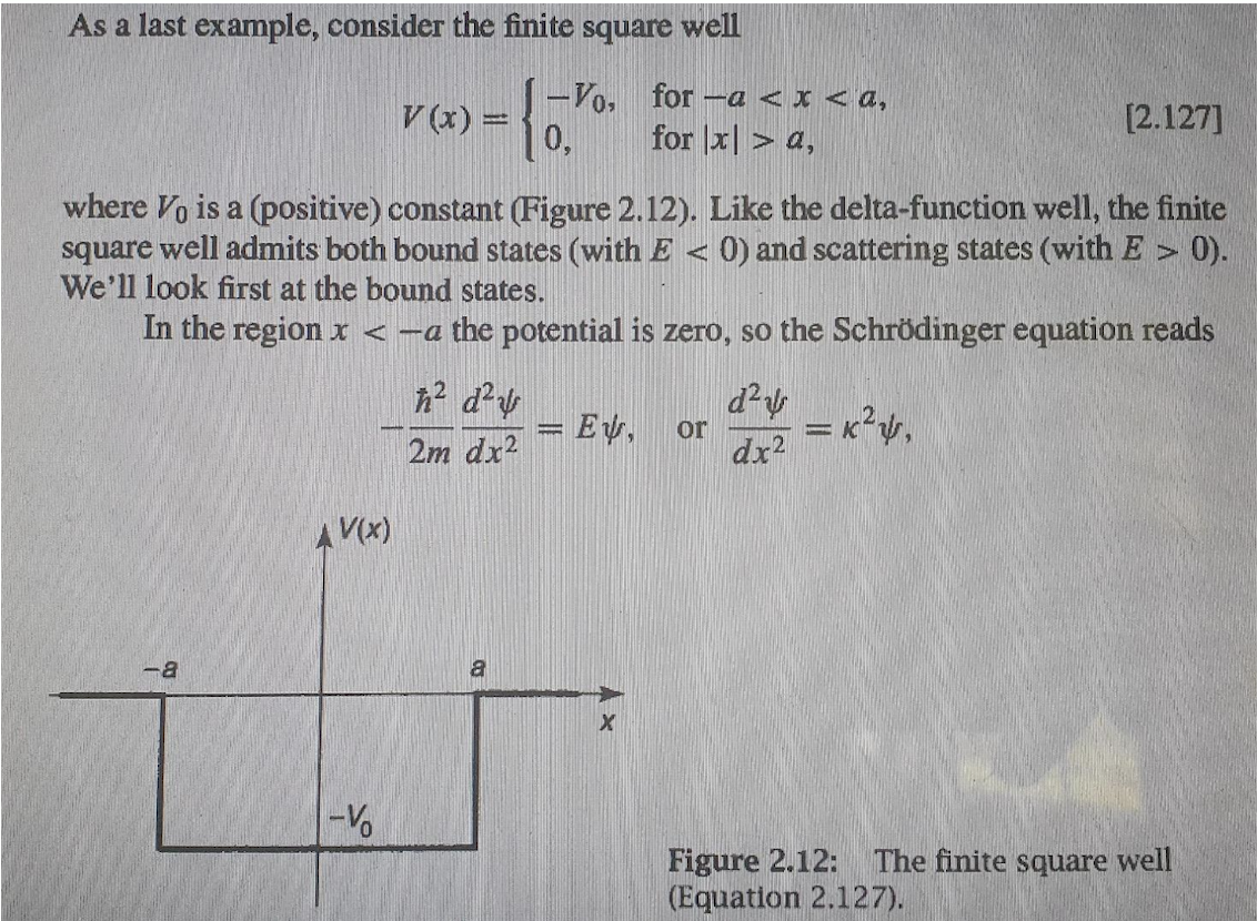 Solved Given is a finite square well (shown below). Assume | Chegg.com