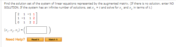 Solved Find the solution set of the system of linear | Chegg.com