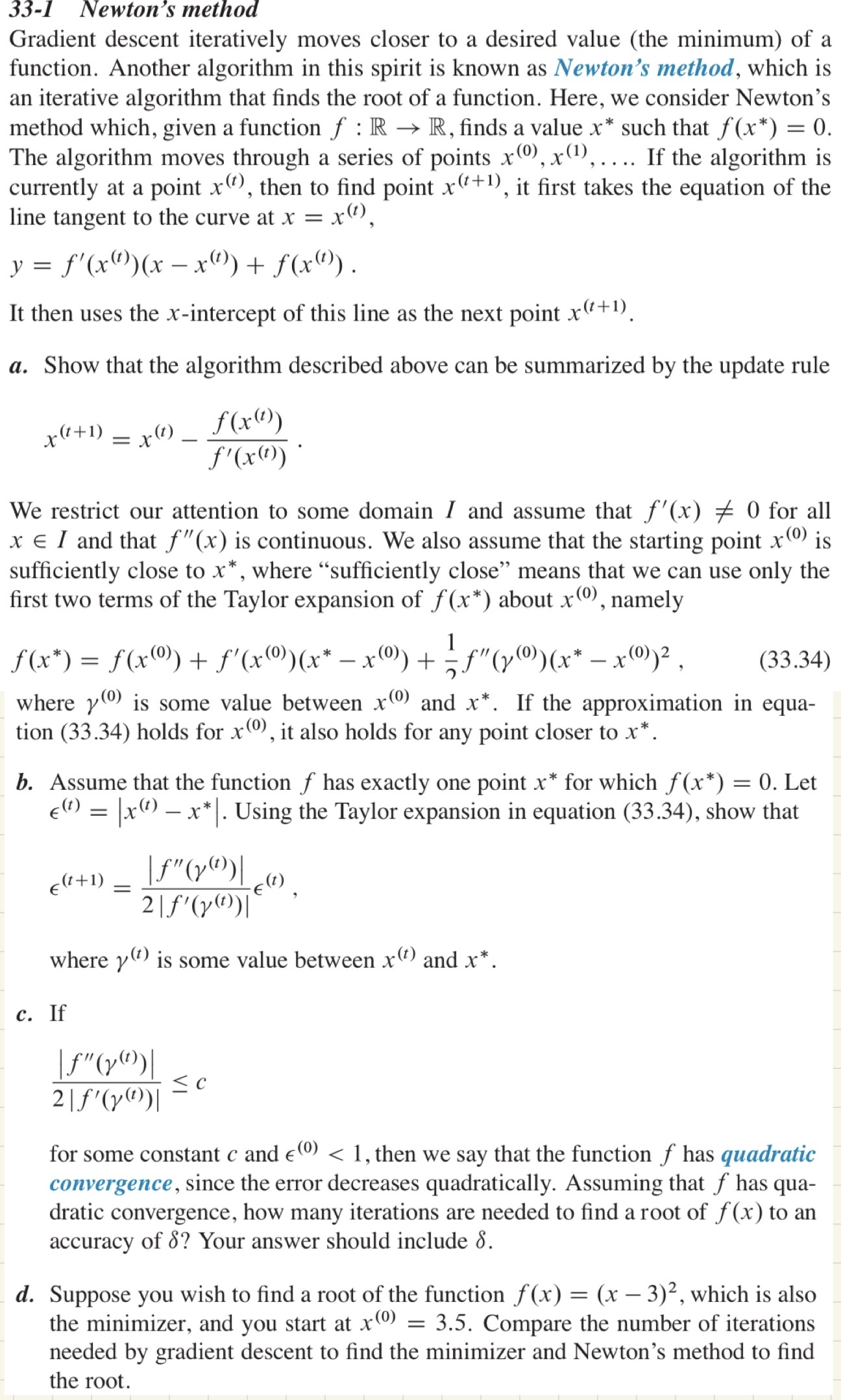 Solved 33-1 ﻿Newton's methodGradient descent iteratively | Chegg.com
