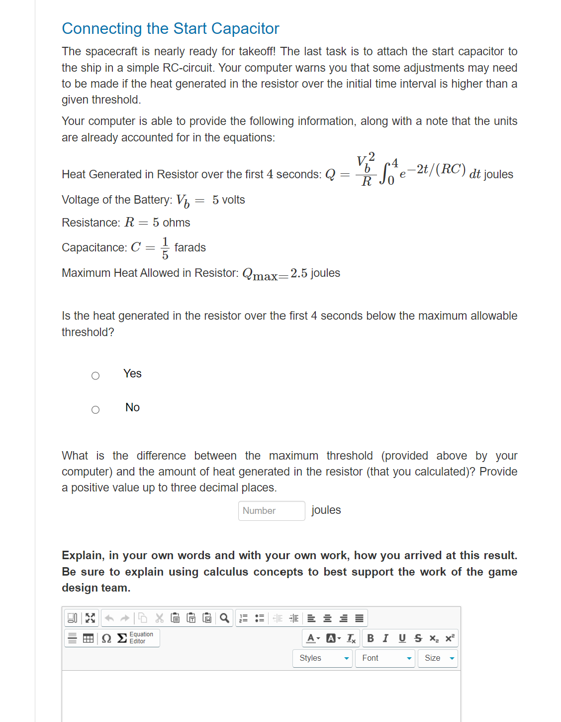 Solved Connecting the Start Capacitor The spacecraft is | Chegg.com