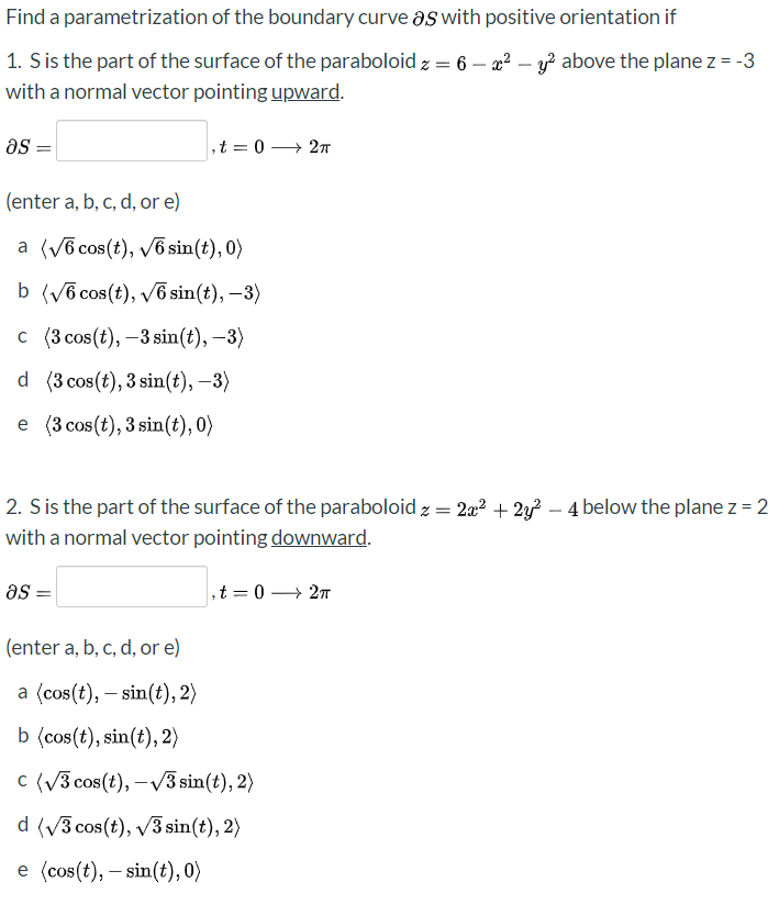 Solved Find a parametrization of the boundary curve as with | Chegg.com