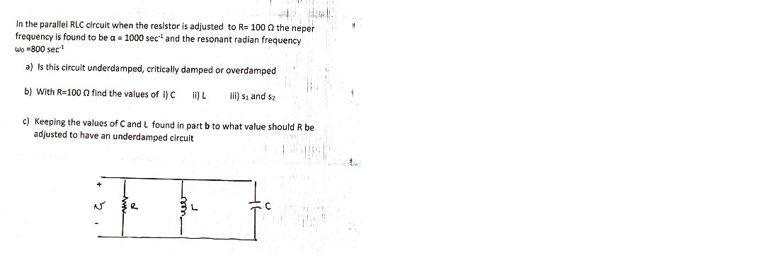 Solved In the parallel RLC circuit when the resistor is | Chegg.com