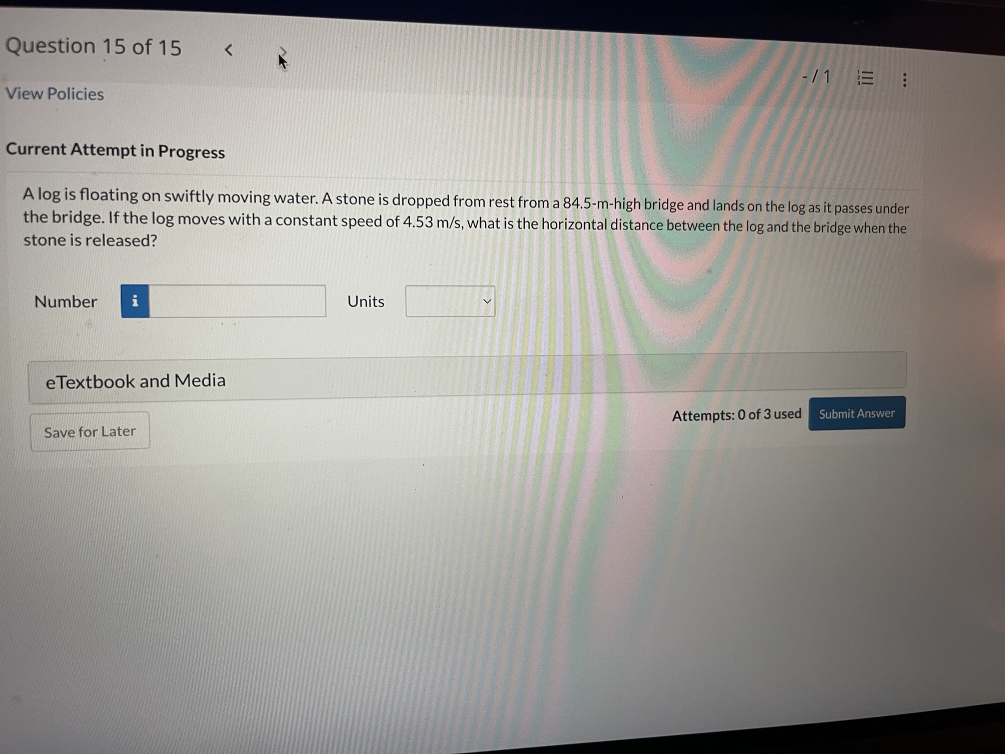 Solved A log is floating on swiftly moving water. A stone is | Chegg.com