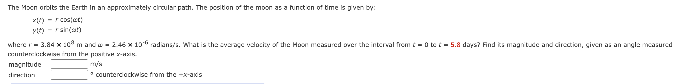 Solved The Moon orbits the Earth in an approximately | Chegg.com