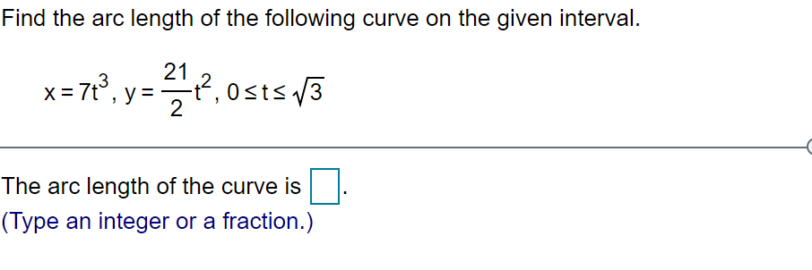 Solved Find the arc length of the following curve on the | Chegg.com