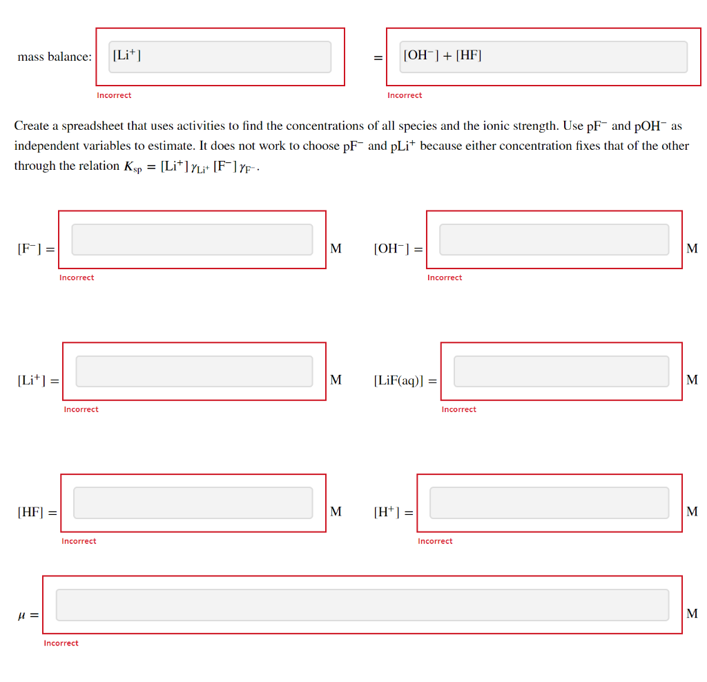 Solved Solubility with activity. Find the concentrations of | Chegg.com