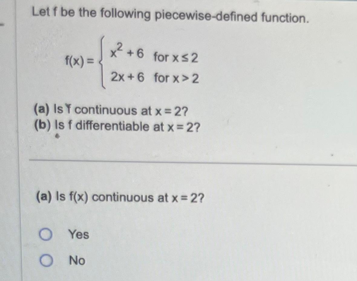 Solved Let f be the following piecewise-defined function. | Chegg.com